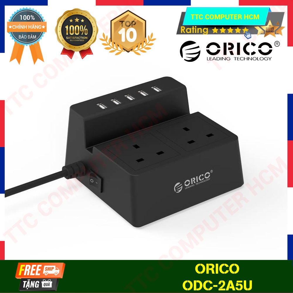 ORICO ODC-2A5U | ORICO ODC-2A5U 2 Ổ cắm AC 5 Cổng USB Bảo vệ chống sét lan truyền - HÀNG CHÍNH ...