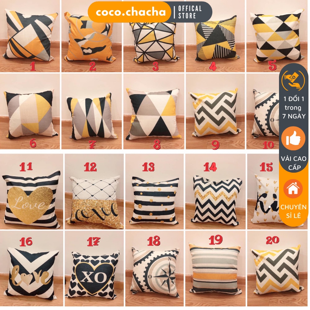 Vỏ gối tựa lưng, vỏ gối sofa vuông vải gai trang trí, bền màu tới 5 năm ...