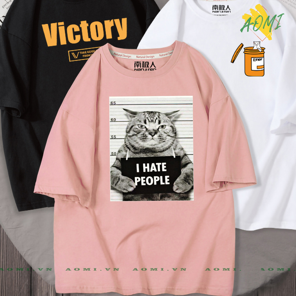 ÁO THUN NAM NỮ MÈO HATE PEOPLE HOT TREND PHÔNG NAM NỮ GIA ĐÌNH CẶP ĐÔI ...
