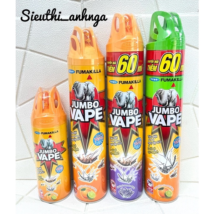 Bình Xịt Muỗi/Côn Trùng Jumbo Vape 600ml / 300ml Hương Cam Chanh ...