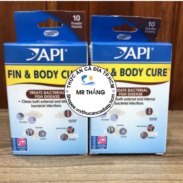 Bột API FIN & BODY CURE: bệnh nhiễm khuẩn trong và ngoài cho cá nước ...