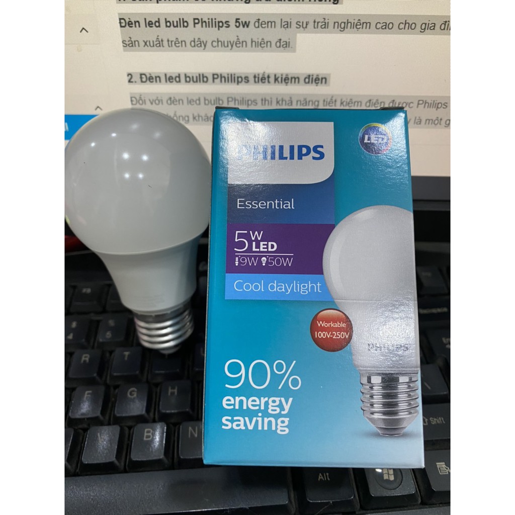 ĐÈN LED BULB PHILIPS ESSENTIAL 5W | Shopee Việt Nam
