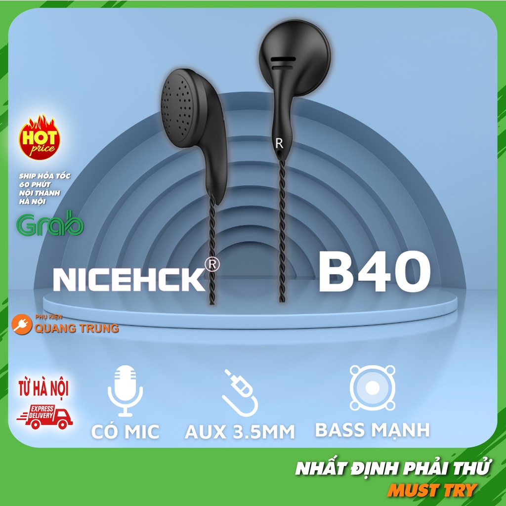Tai nghe Nicehck B40 earbuds, âm thanh cực hay, bass tốt, có mic hỗ trợ ...