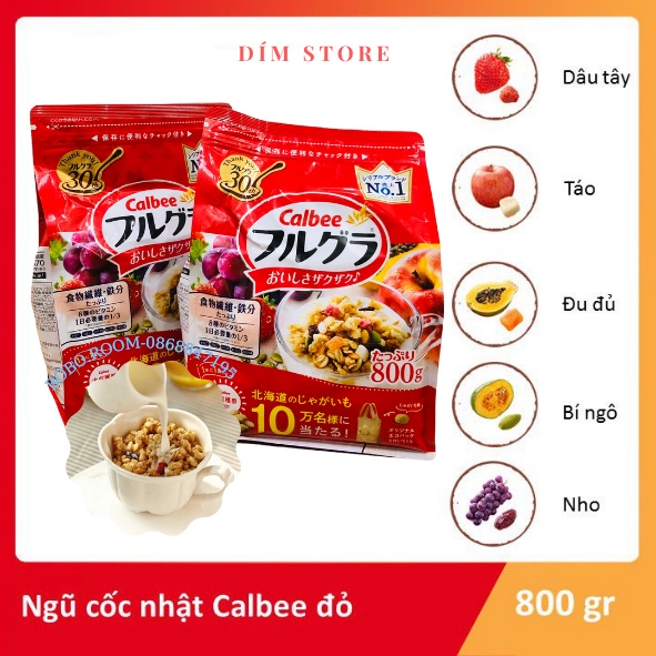 Ngũ cốc Calbee đỏ 800g - Ngũ cốc trái cây Calbee Nhật(Date 3-2024) | Shopee Việt Nam