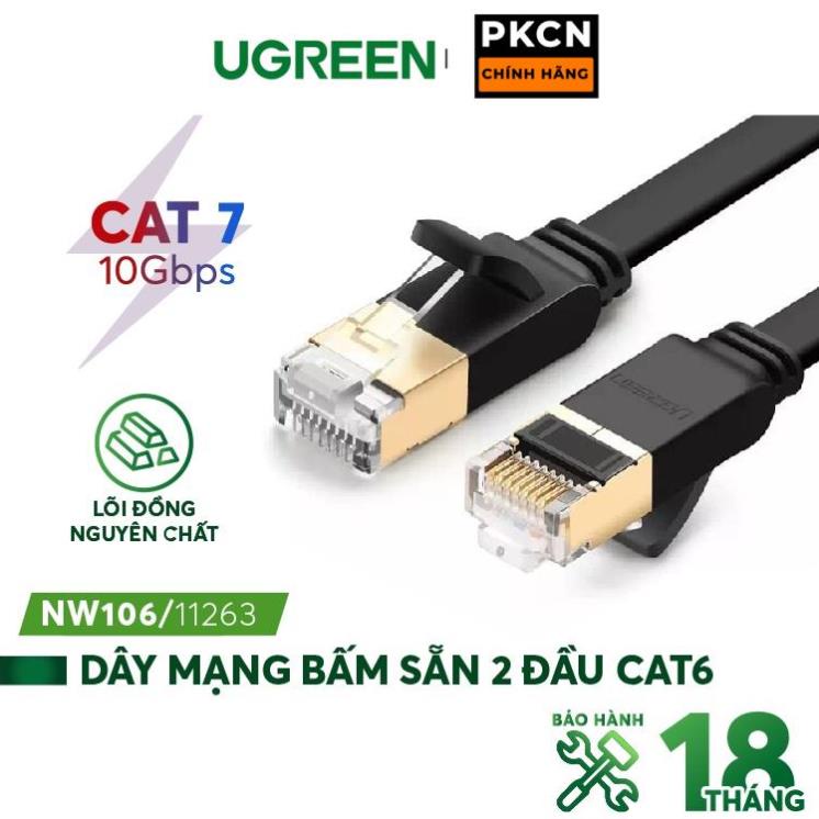 Cáp mạng 2 đầu đúc Cat7 UTP Patch Cords dạng dẹt UGREEN NW106 PKCNH ...