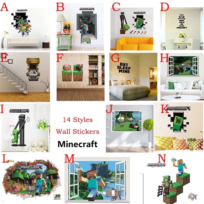 Minecraft Decal 3D Giấy Dán Tường Creeper Steve Hoạt Hình Trò Chơi Cho ...