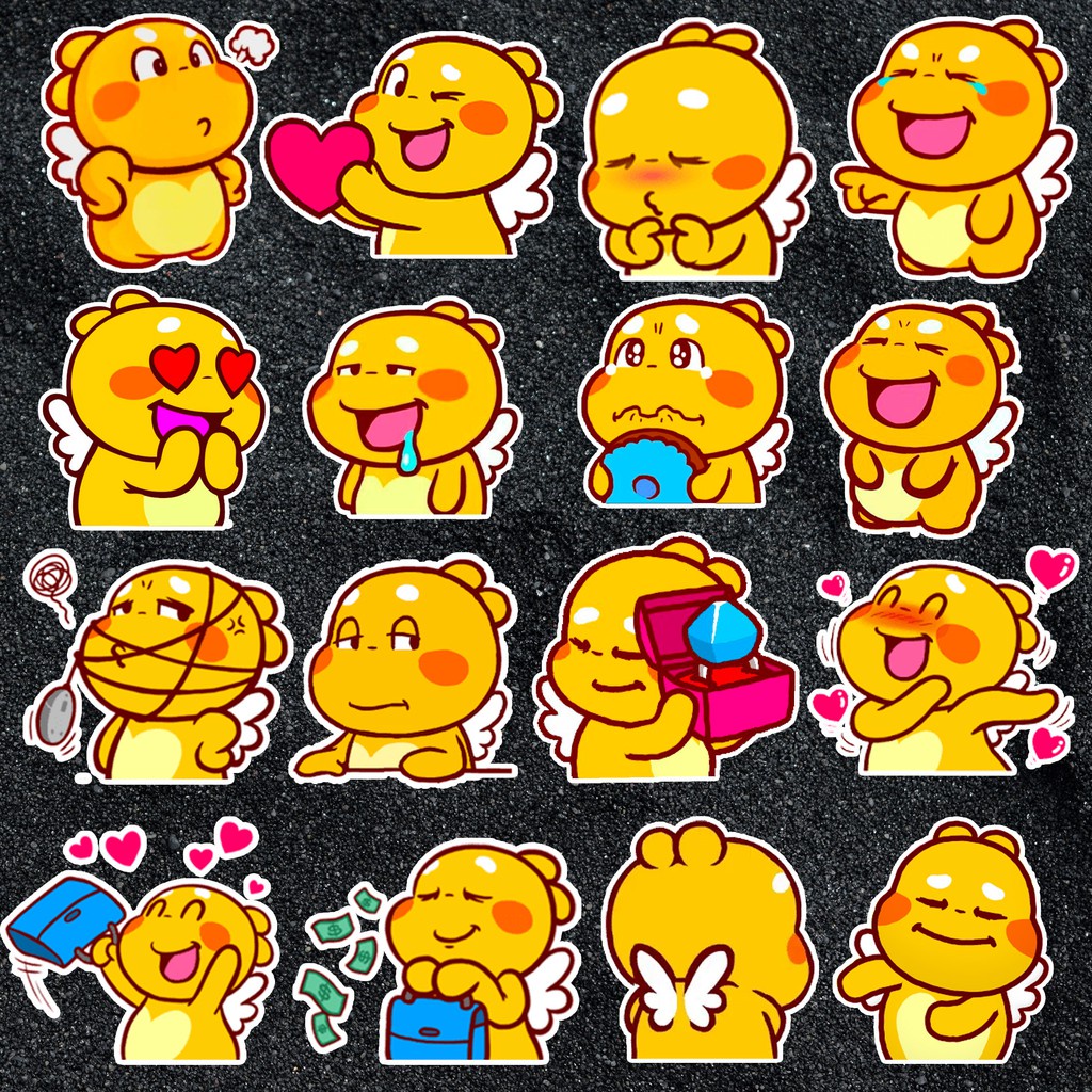 Set Sticker Quoobee rồng vàng cắt sẵn Khổ A5,dán xe cute,Decal Dán Mũ ...