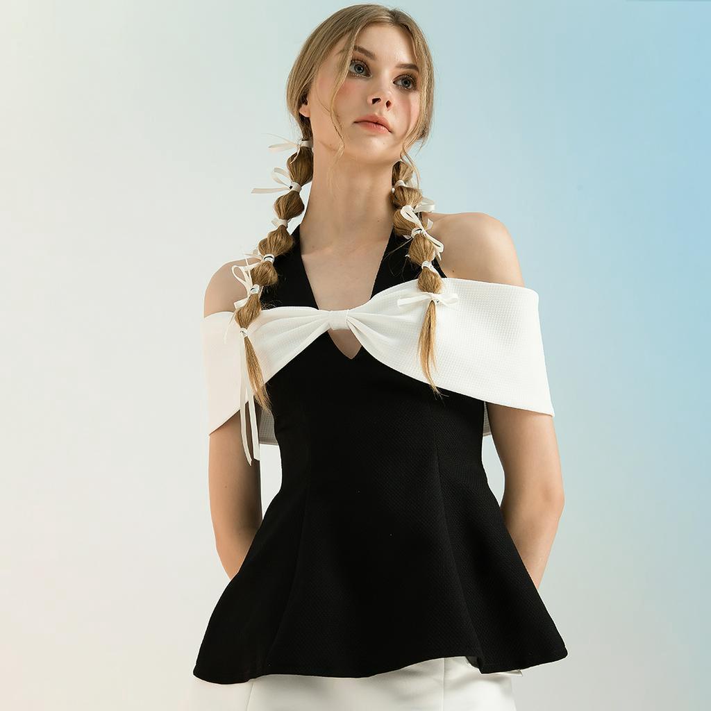 Áo Yếm Đính Nơ Bẹt Vai Phối 2 Màu Sang Trọng Thời Trang - EDINI - A1531 ...