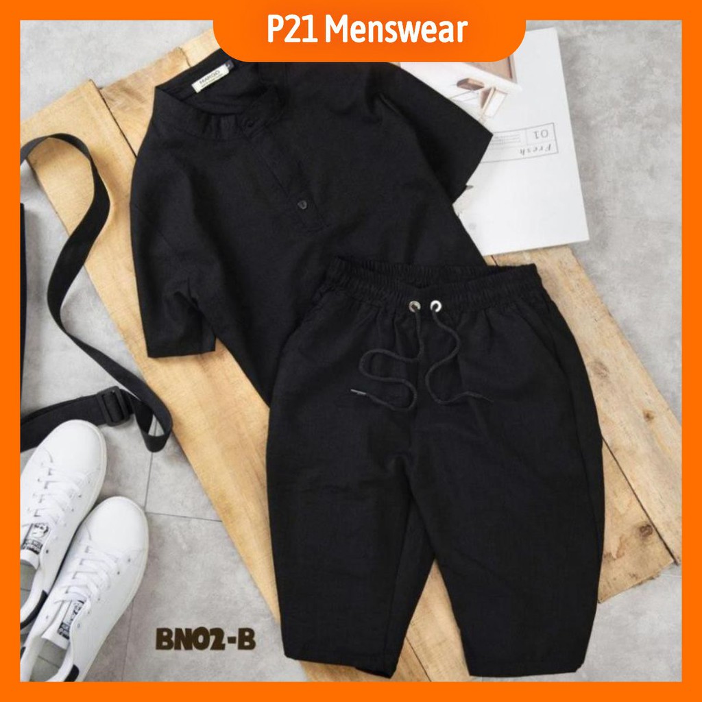 Bộ Đũi Nam Màu Đen Sang Trọng Mạnh Mẽ BN02-B - P21 MENSWEAR | Shopee ...