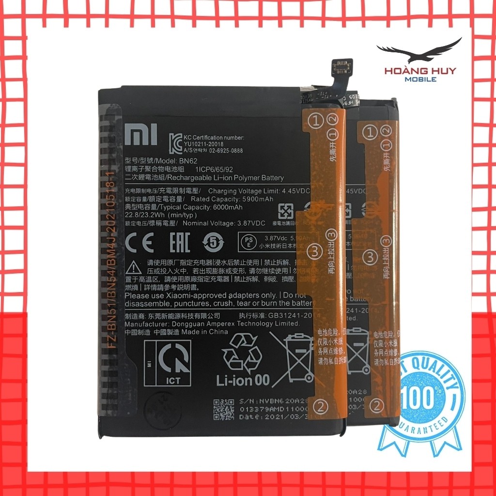 Pin BN62 Xiaomi Redmi 9T / Poco M3 / Dung Lượng 6000mAh Hàng Zin Nhập ...