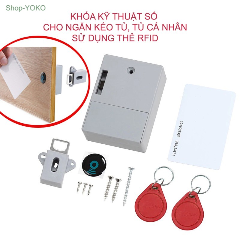 Khóa ngăn kéo bàn, tủ cá nhân sử dụng thẻ từ ID RFID (1 khóa, 1 thẻ chính và 2 thẻ phụ nhỏ ...