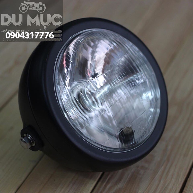 Đèn pha thép đen- độ xe cổ - xe classic - xe tracker - cafe racer ...