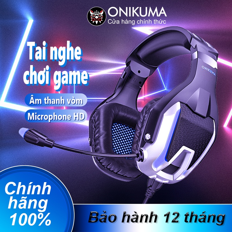Tai nghe chơi game âm thanh nổi gắn trên đầu ONIKUMA K12 với micrô và đèn LED | Shopee Việt Nam