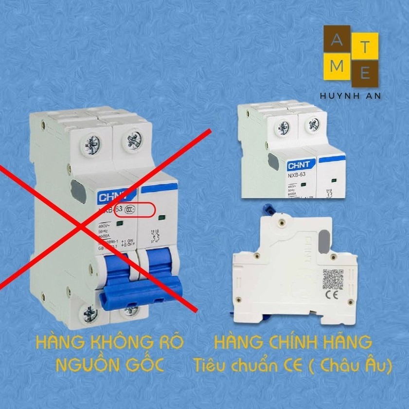 Cầu dao Aptomat an toàn MCB NXB-63 2 Pha 6A - 63A dòng cắt 6kA, Hãng CHINT (Hàng chính hãng xuất ...