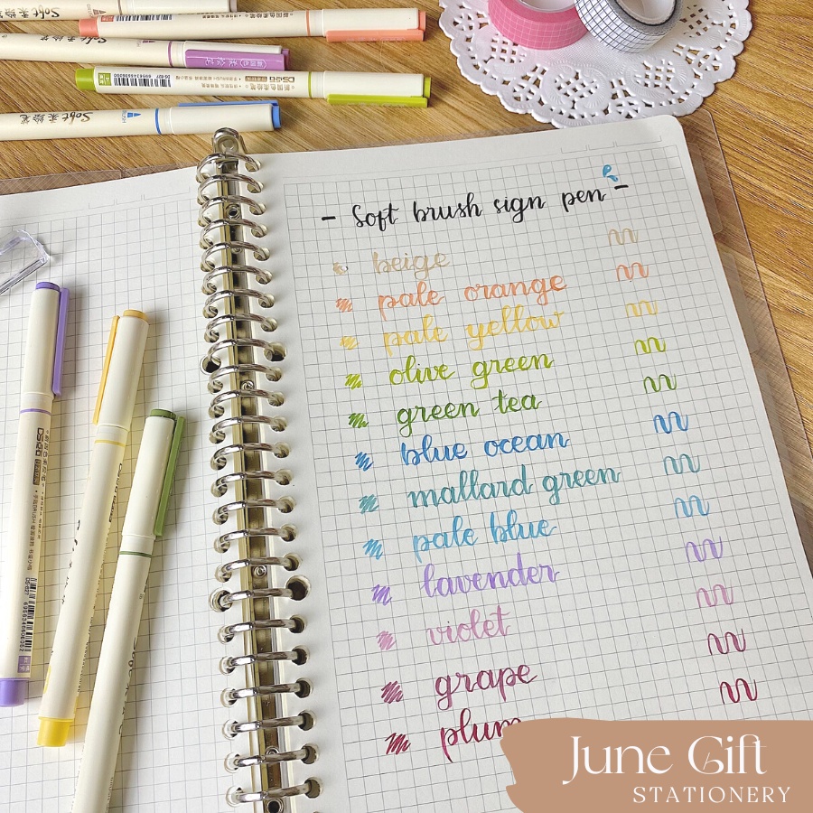 Bút soft brush sign pen màu pastel viết calligraphy, bullet journal ...