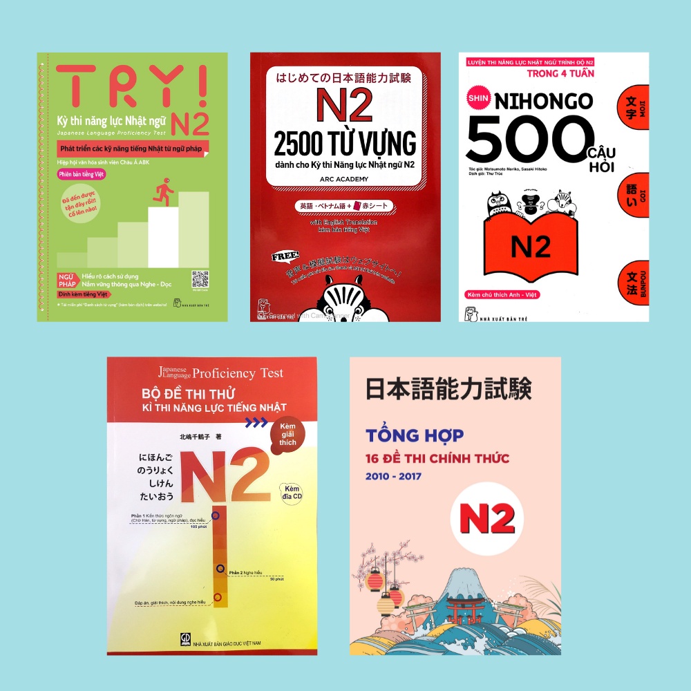 Sách tiếng Nhật - Combo Luyện thi N2 (Try N2, 500 câu hỏi N2, Tango N2, Bộ đề thi thử N2 ...