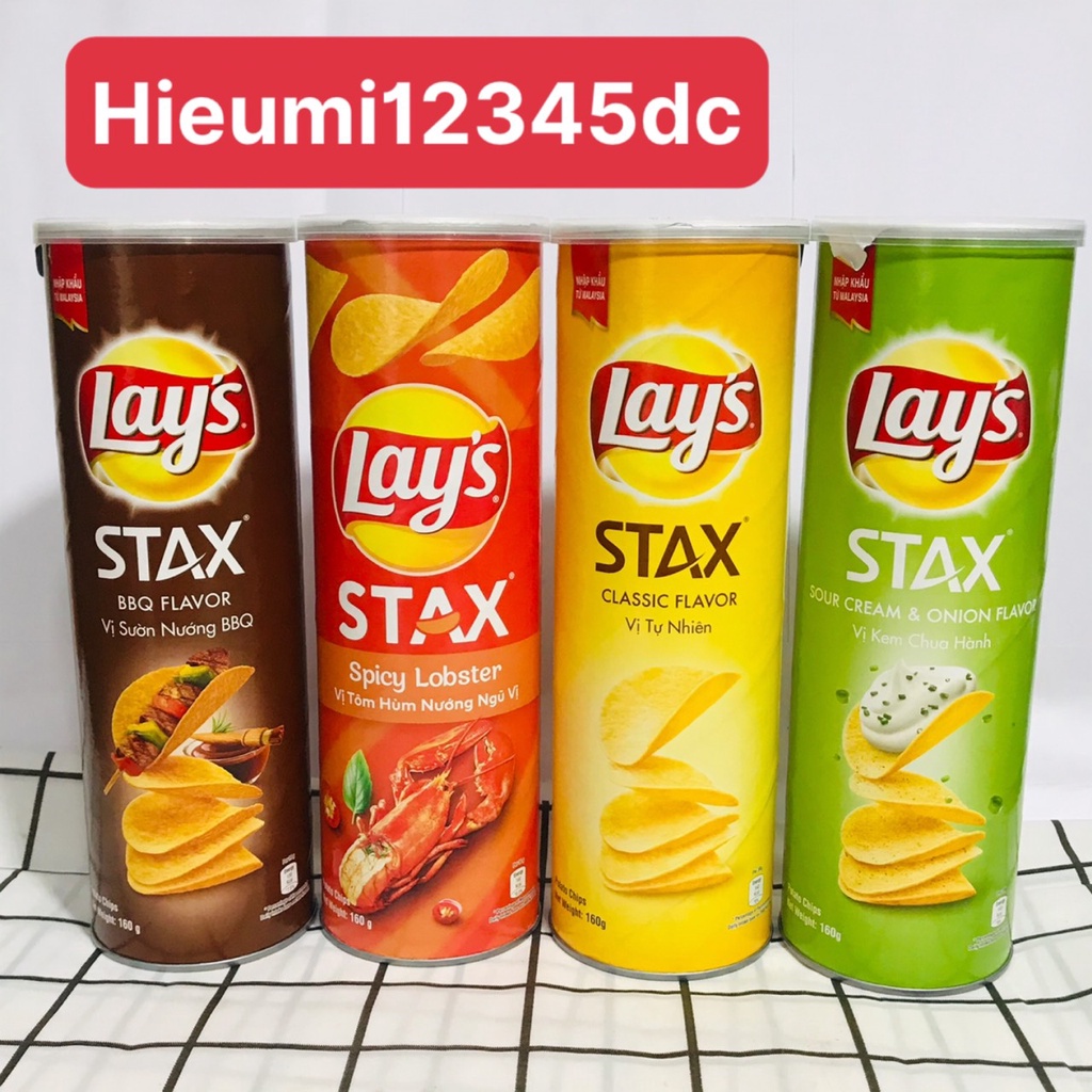 Bánh Snack Khoai Tây Ống Lay's Stax Khoai Tây Miếng 160g (Size lớn ...