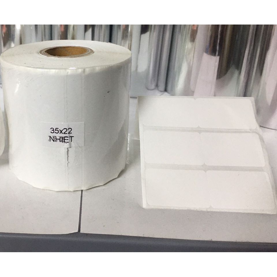 Giấy in tem nhiệt, decal nhiệt 2 tem 35x22 (khổ 70x22mm) có 2400 tem ...