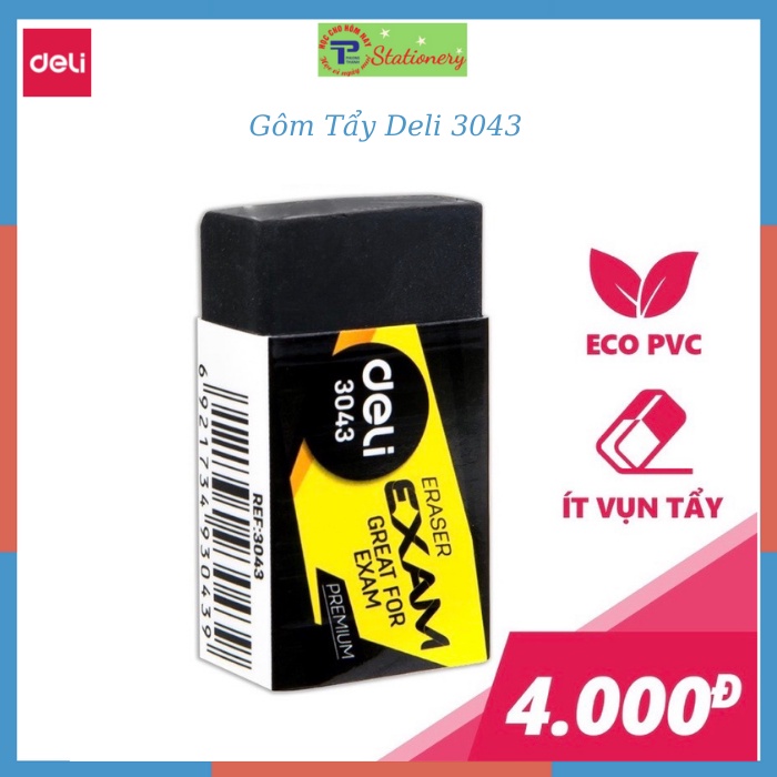 Gôm tẩy bút chì 2B Deli, 40×22×12mm, Đen - 1 viên - E3043 | Shopee Việt Nam