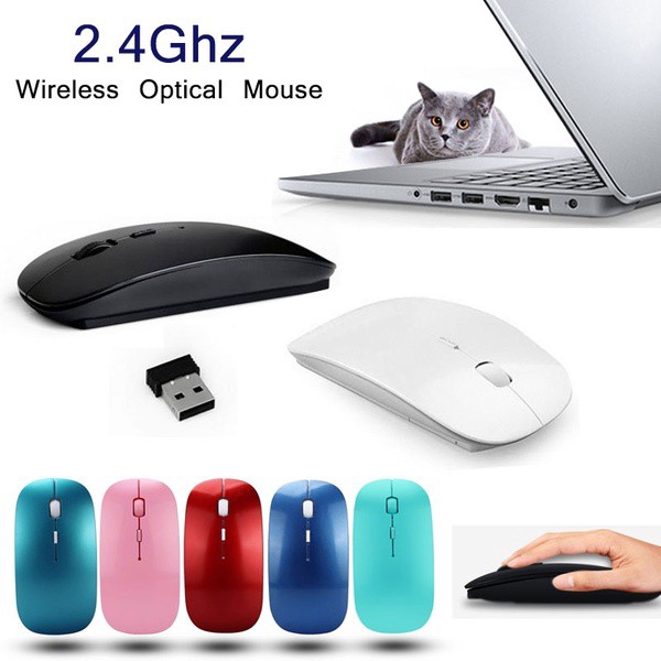 Ultra-thin 2.4 GHz optical wireless mouse with receiver MAC | Shopee ...