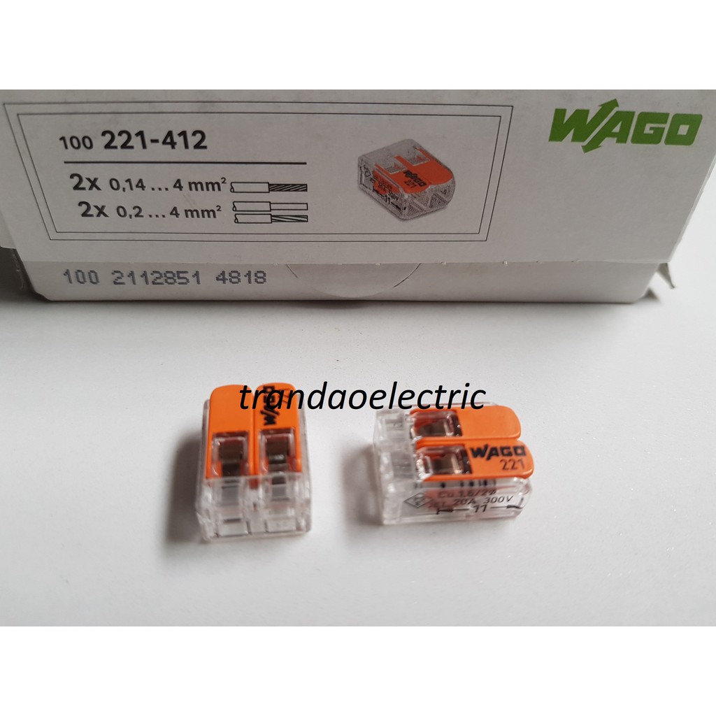 Đầu nối dây điện 2 dây 4.0mm2 32A WAGO COMPACT 221-412 | Shopee Việt Nam