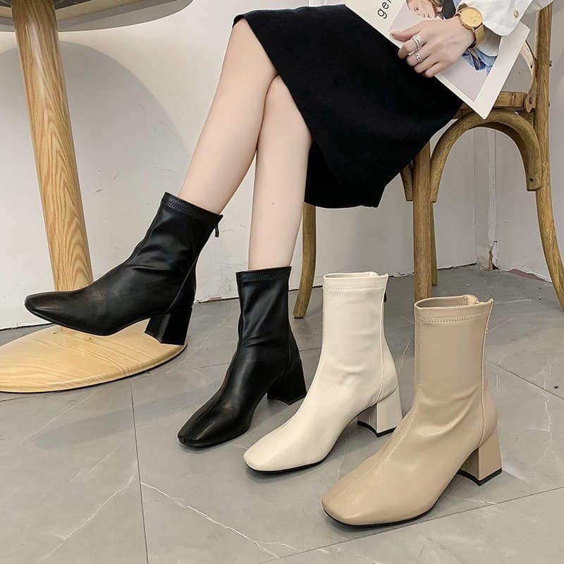 Bốt nữ da/boot da cổ thấp đế 5cm | Shopee Việt Nam