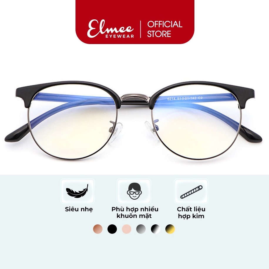 Kính nửa gọng nam nữ Elmee viền kim loại càng nhựa mắt tròn E62144 ...
