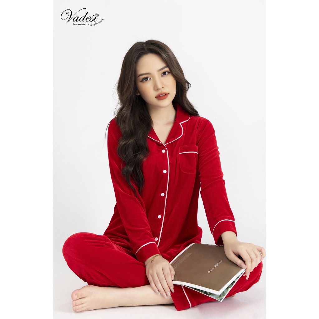 Bộ Đồ Thu Đông Nữ Set Pijama Cao Cấp VADESI Dài Tay Chất Nhung Tăm Có Khả Năng Giữ Nhiệt Ấm Mềm ...