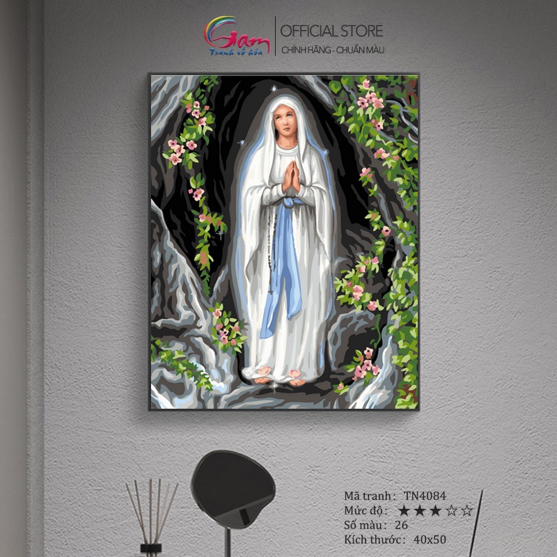 Tranh tô màu theo số Công giáo Đức mẹ Maria GAM có căng khung 40x50cm ...