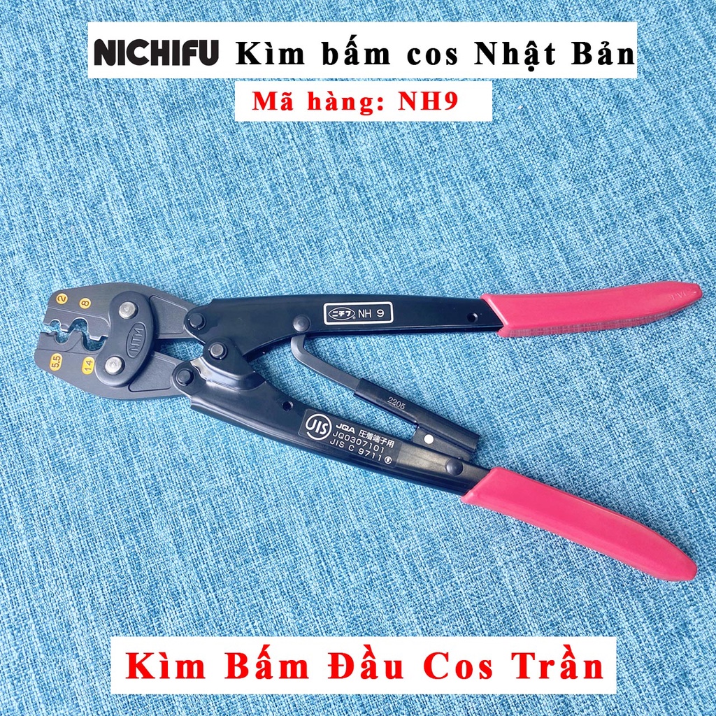 Kìm bấm cos NH9 Nichifu Nhật Bản -Kiểu bấm điểm, có trợ lực, hiện số sau bấm- cho size cos 2, 3. ...