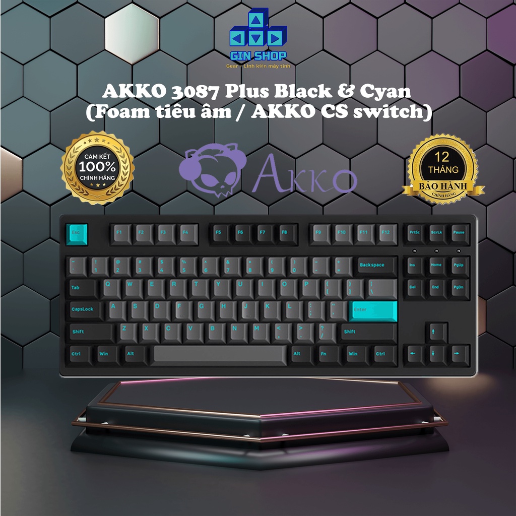 [CHÍNH HÃNG] Bàn phím cơ AKKO 3087 - 3108 Plus Black & Cyan (Foam tiêu ...