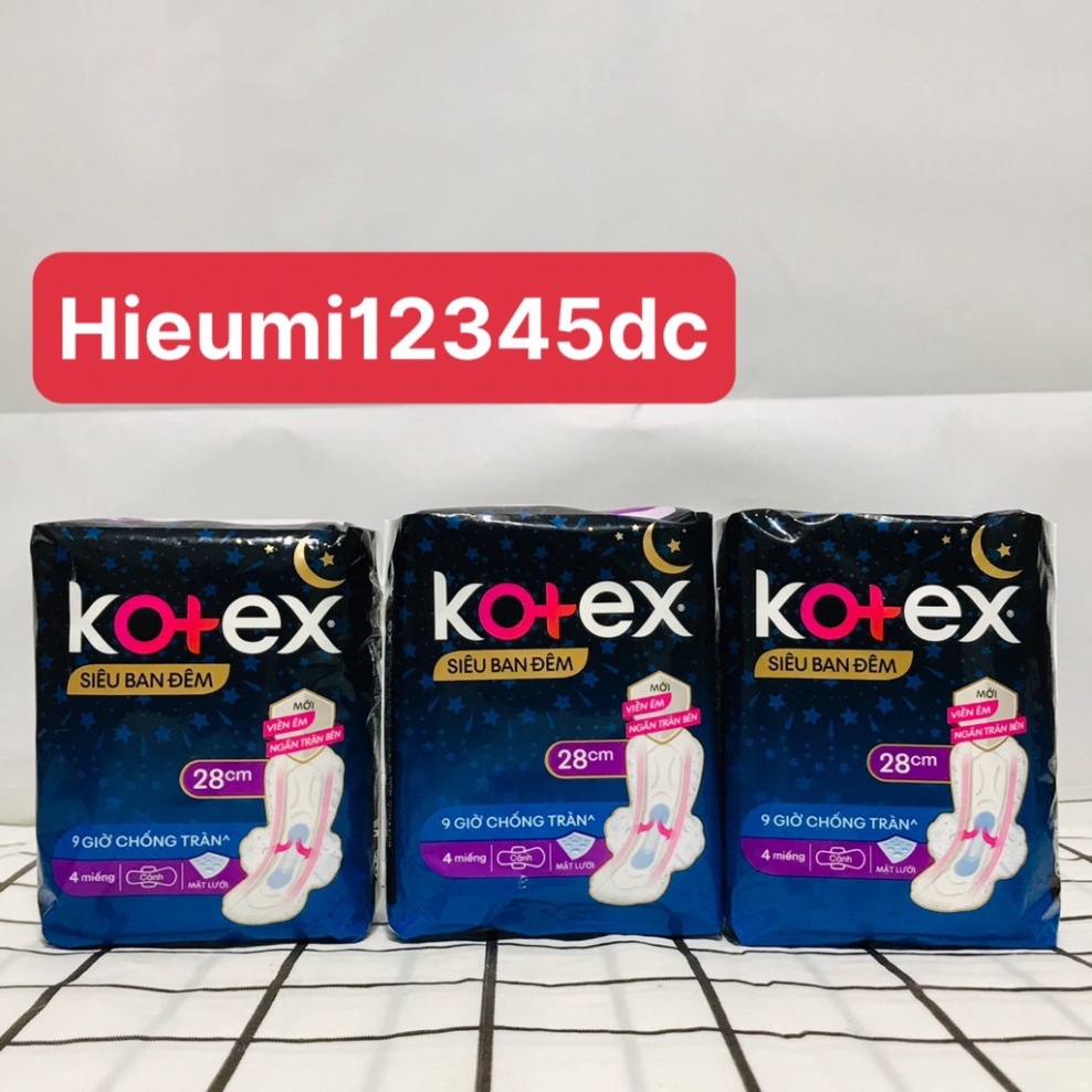Băng Vệ Sinh Kotex Siêu Ban Đêm Có Cánh 28cm ( 1 Gói 4 Miếng - Dài 28cm ) | Shopee Việt Nam