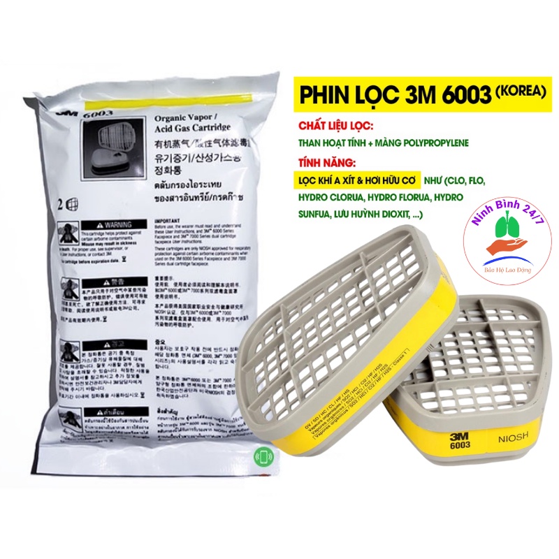 Phin lọc 3M 6003 Hàn Quốc ngăn mùi, khử độc dùng cho mặt nạ phòng độc ...