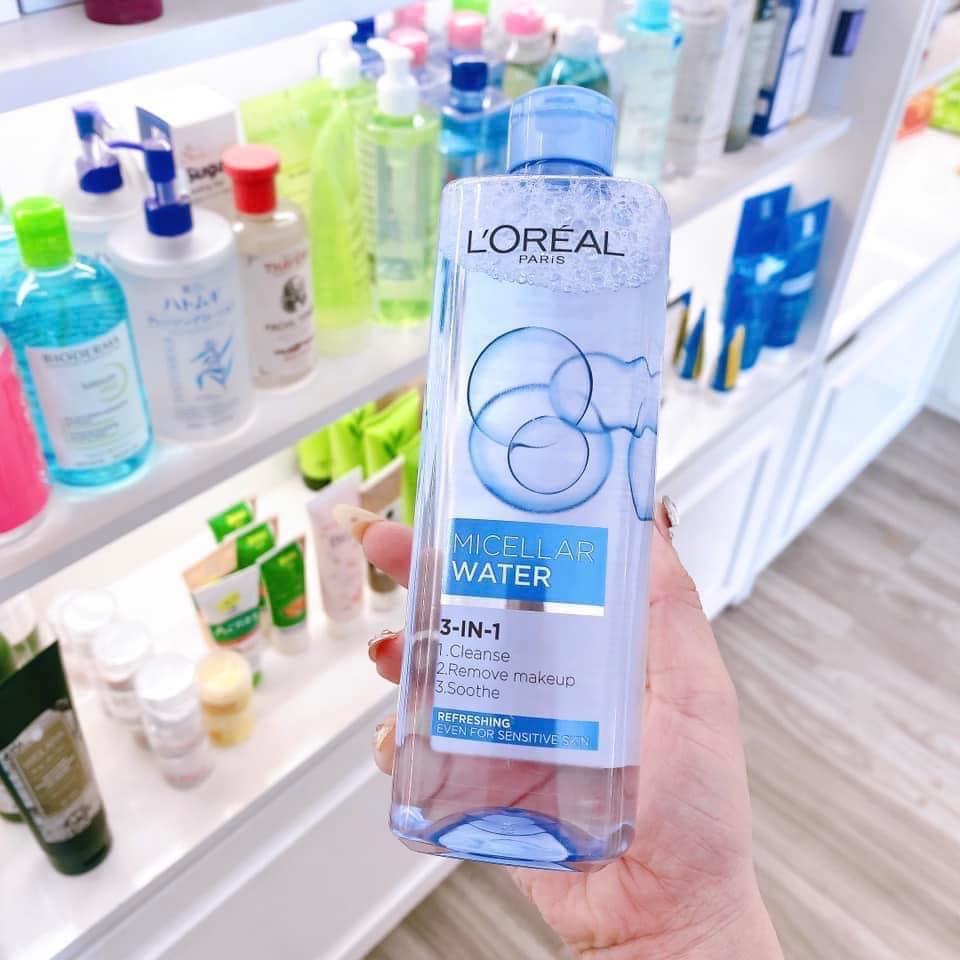 TẨY TRANG L'OREAL MICELLAR WATER 3-IN-1 400ML #REFRESHING (NẮP XANH NHẠT) | Shopee Việt Nam