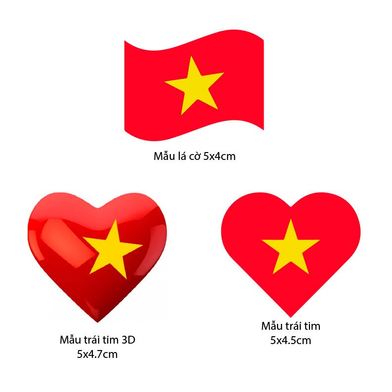 sticker cờ Việt Nam mẫu trái tim mẫu lá cờ dán mặt | Shopee Việt Nam