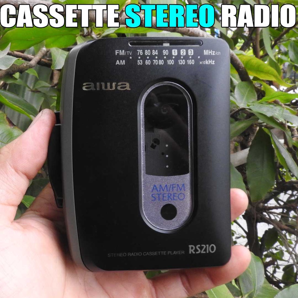 Máy nghe nhạc Cassette Stereo AIWA RS210 thu đài Radio AM FM108 kiểu máy đẹp thời trang nhỏ gọn ...