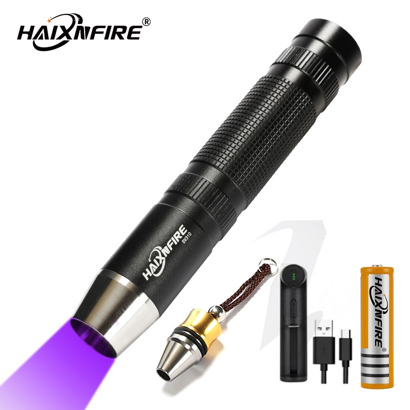 Haixnfire SV310 5W CREE LED White Yellow & UV 365nm Flashlight Gem Amber Jade Black Light LED ...