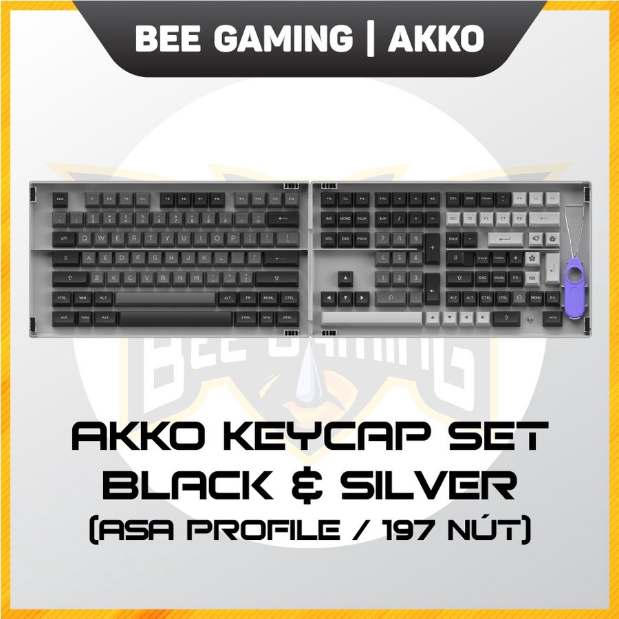 Bộ Keycap AKKO Black & Silver | Chất liệu PBT Double Shot | ASA Profile ...