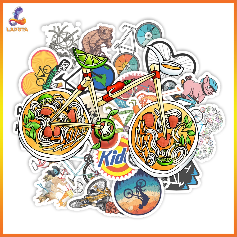 Set 50 cái Sticker Xe Đạp dán mũ bảo hiểm, hình dán bike chống nước, decal trang trí xe đạp ...