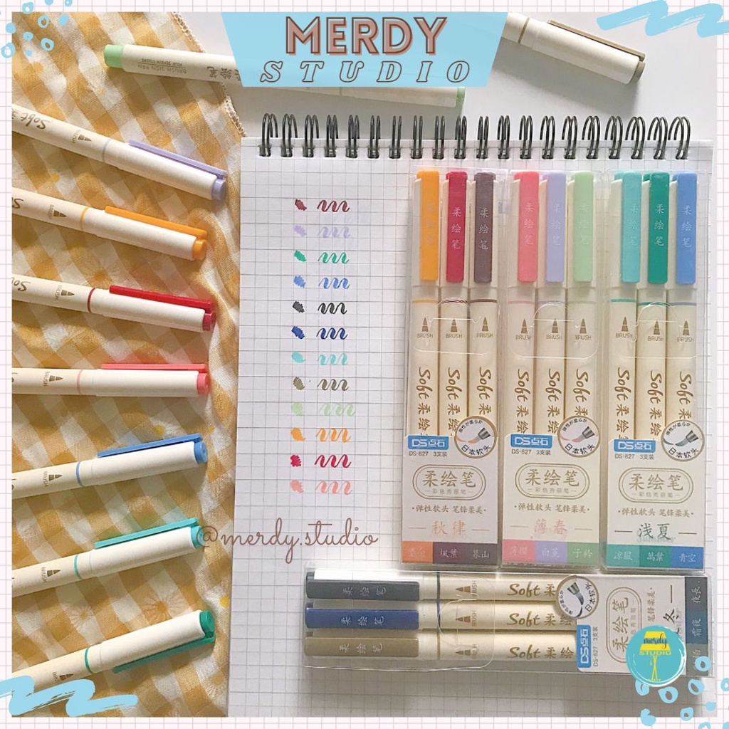 Set 3 cây bút Soft Brush Sign Pen viết calligraphy, hán tự, tiêu đề bài ...