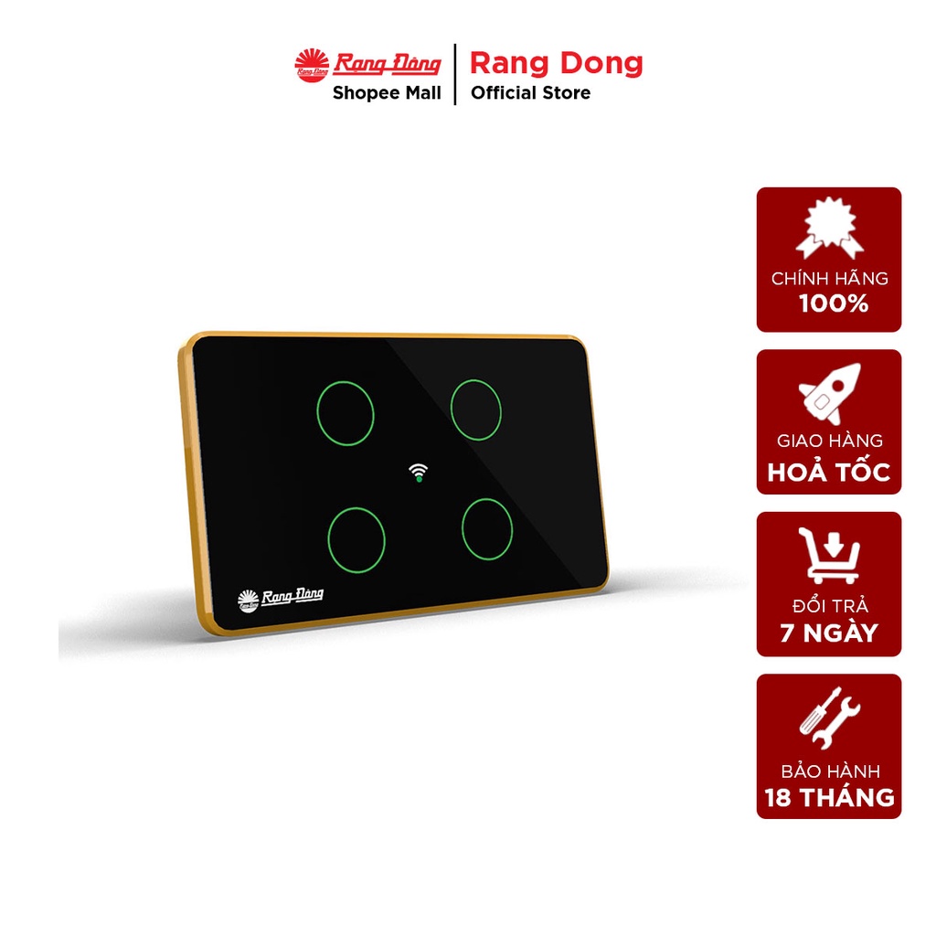 Công tắc cảm ứng thông minh Wifi Rạng Đông hình chữ nhật 1-2-3-4 Nút điều khiển qua APP - Model ...
