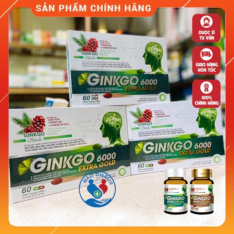 Viên uống bổ não Ginkgo 6000 Extra Gold hỗ trợ tăng cường máu lưu thông ...