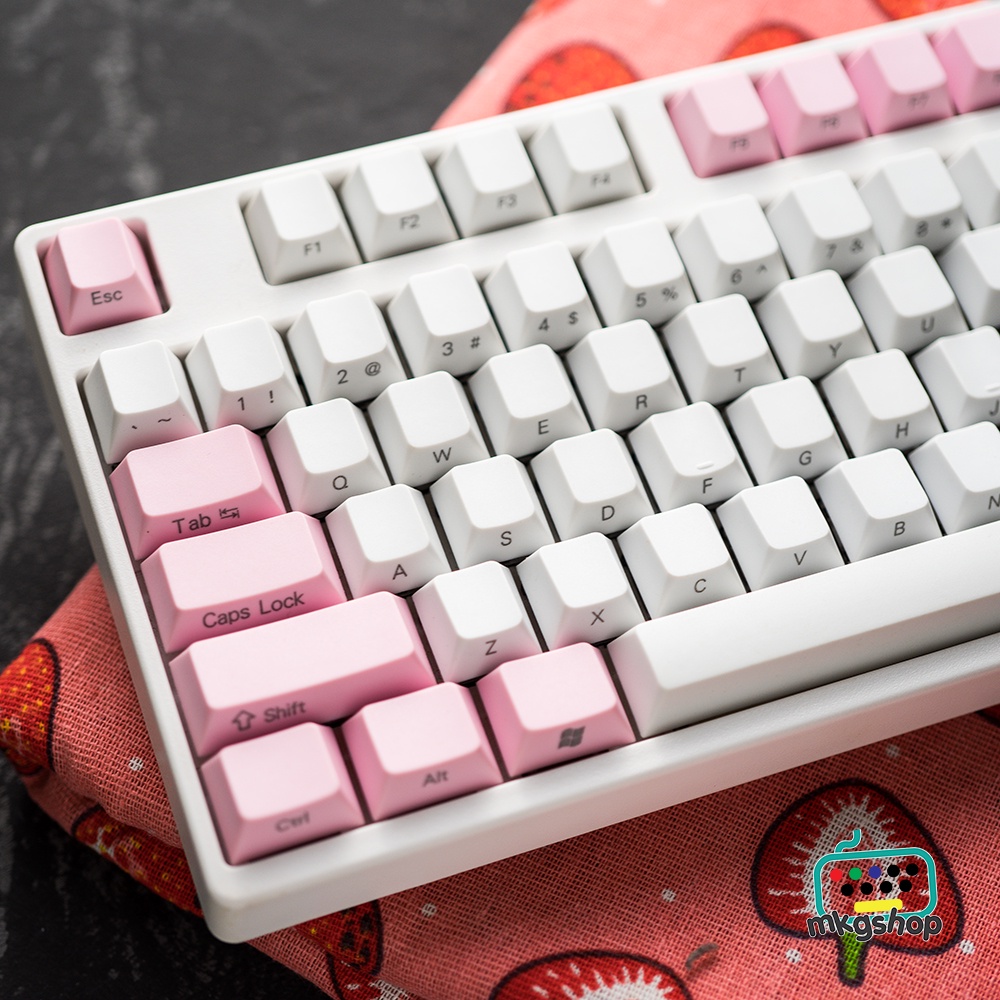 Bộ keycap màu hồng trắng PBT cho bàn phím cơ đẹp, in cạnh nút | Shopee ...