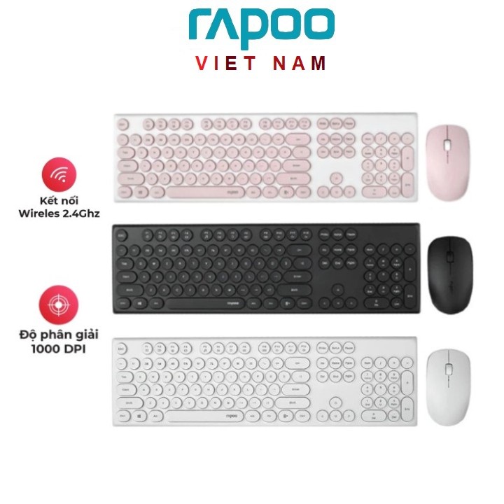 Bàn phím Chuột không dây Rapoo X260s Đen/ Trắng / Hồng Fullsize 104 phím | Shopee Việt Nam