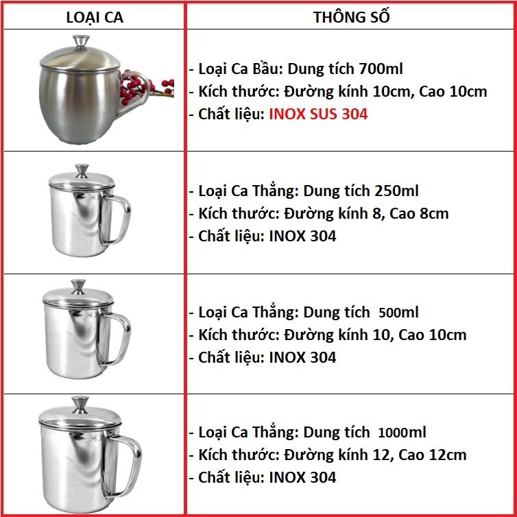 CA INOX SUS 304, 700ml , CỐC UỐNG NƯỚC, TÁCH uống trà, cà phê - Có nắp ...