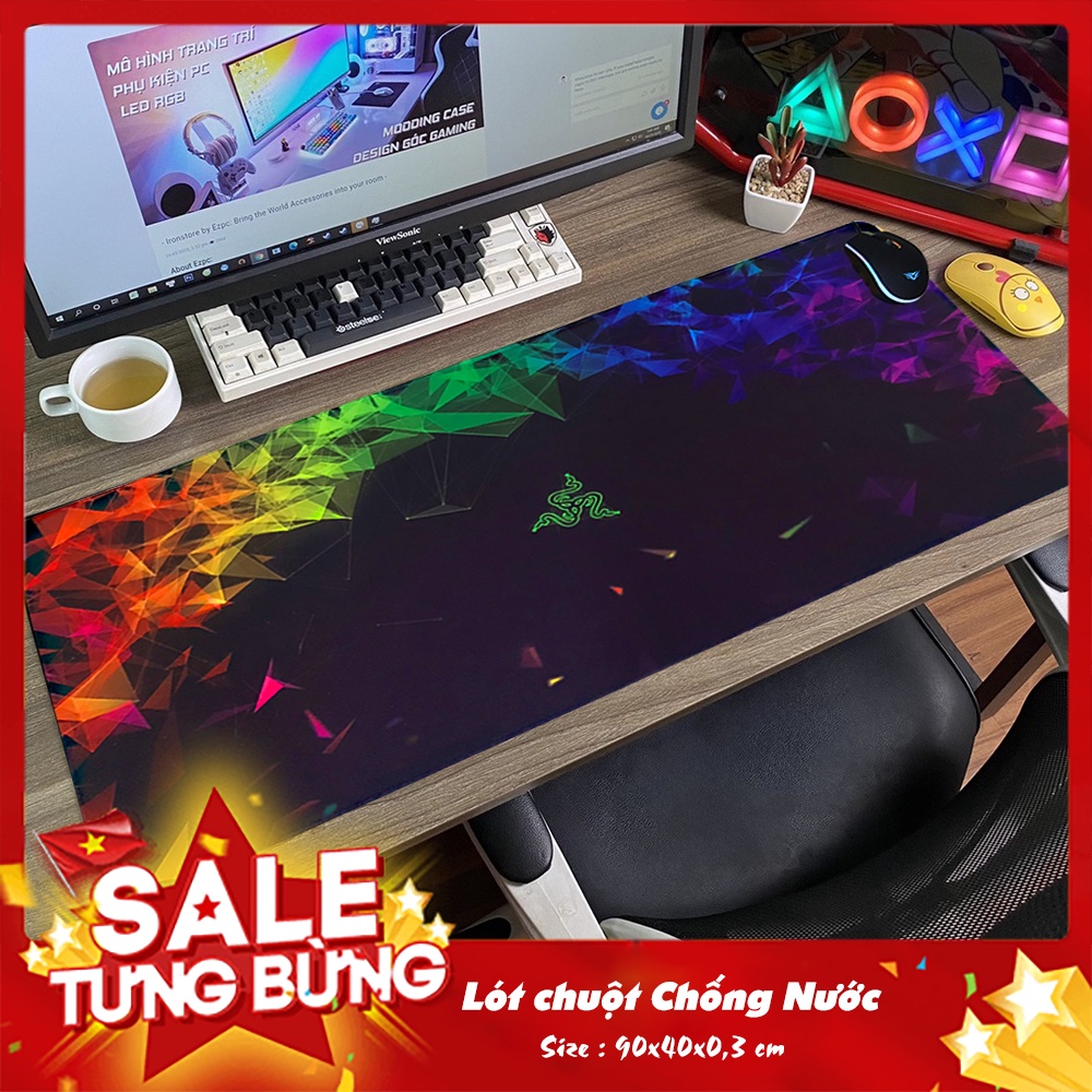 Lót chuột, Pad chuột, Bàn Di chuột Mẫu Razzzer RGB Chống Nước Over Size 90x40x0.3 cm Siêu Đẹp ...