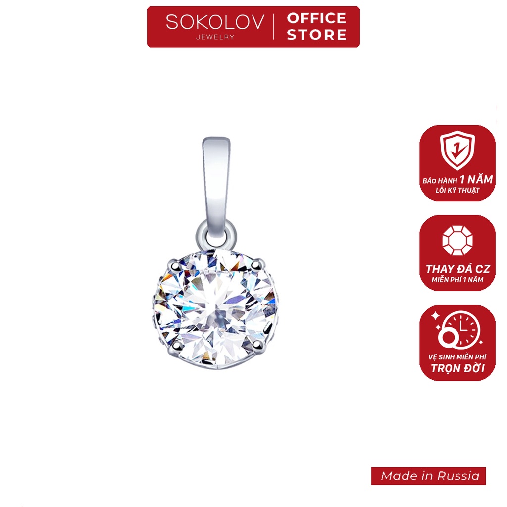 Mặt dây chuyền bạc 925 Sokolov chính hãng đính 14 viên CZ 94032202 | Shopee Việt Nam