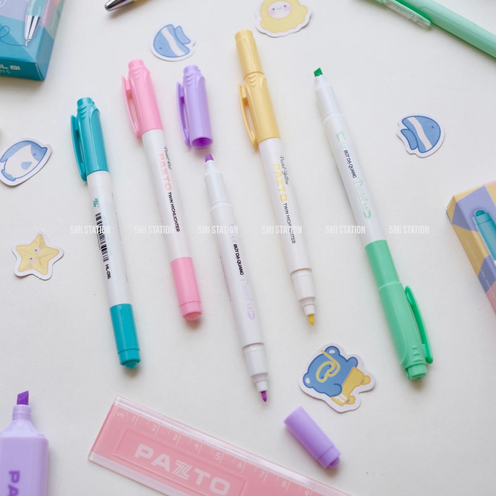Bút Dạ Quang Pazto Hai Đầu Twin Highlighter Pastel Thiên Long | Shopee ...