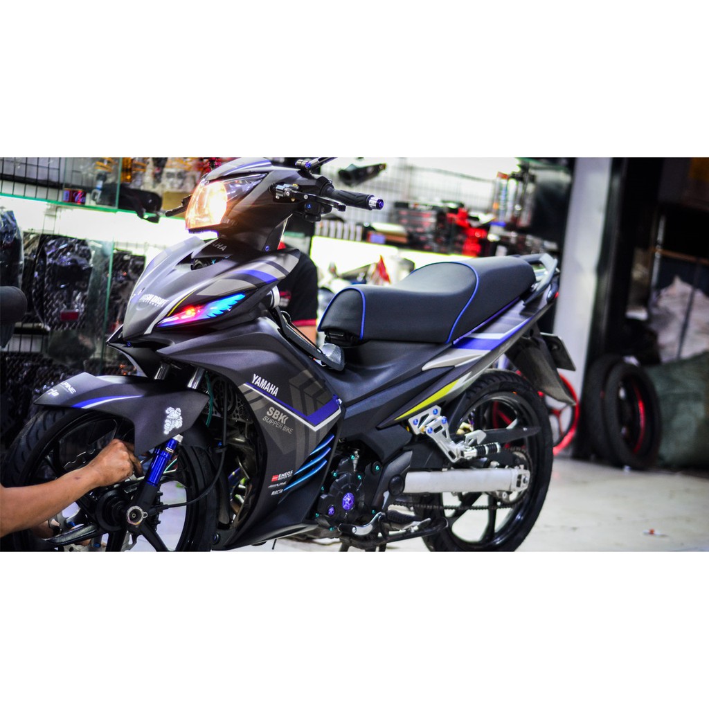 Tem trùm Exciter 135 Xanh Đen Trắng, độ team trùm decal xe máy ex dán ...