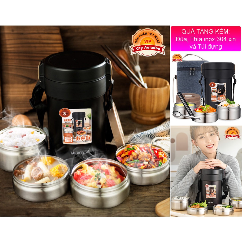 Hộp cơm giữ nhiệt Nhật Bản TAFUCO 3 tầng và 4 tầng | Shopee Việt Nam